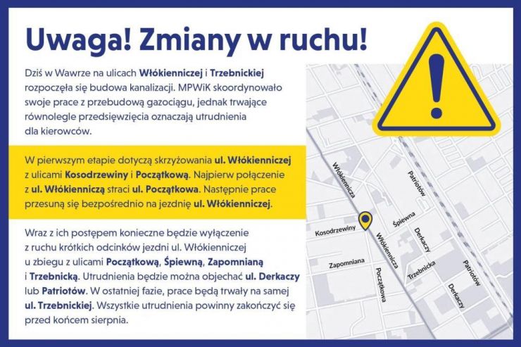 Uwaga! Zmiany w ruchu, ul. Włókiennicza, ul. Trzebnicka Wiadomości Sąsiedzkie
